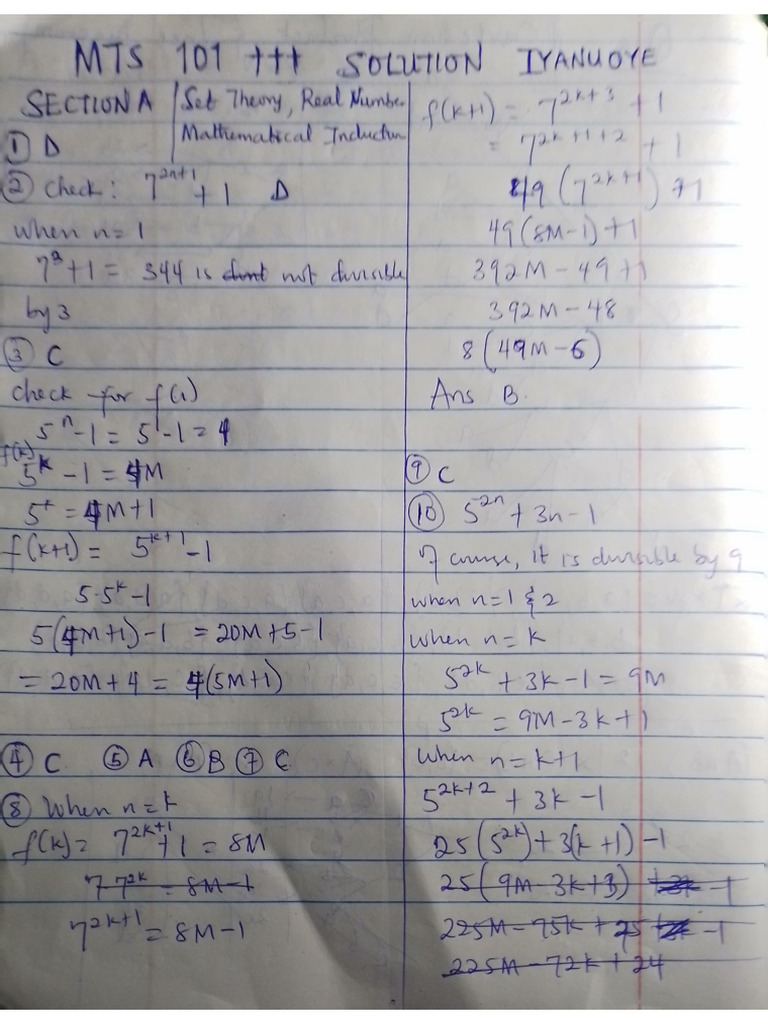 Mts +++ Mi & Set Theory Solution by Iyanuoye | PDF