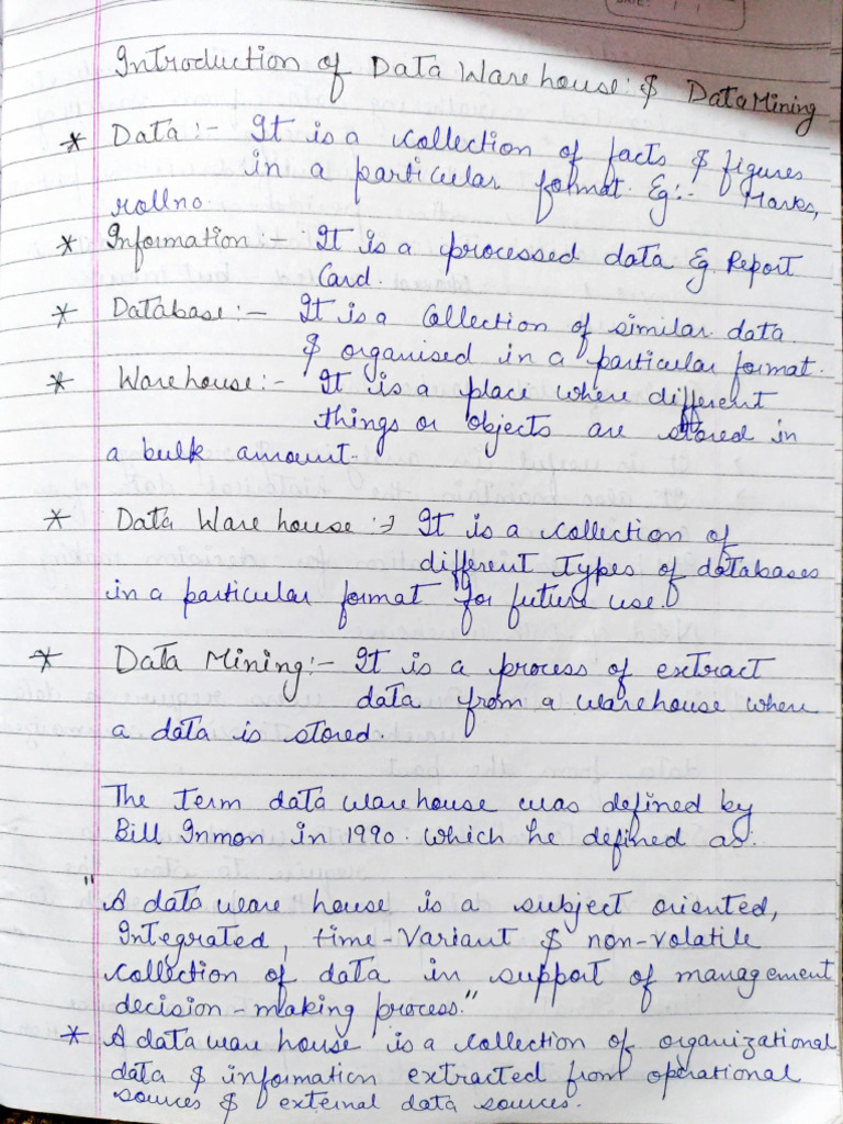 DW & DM Unit-I Notes | PDF
