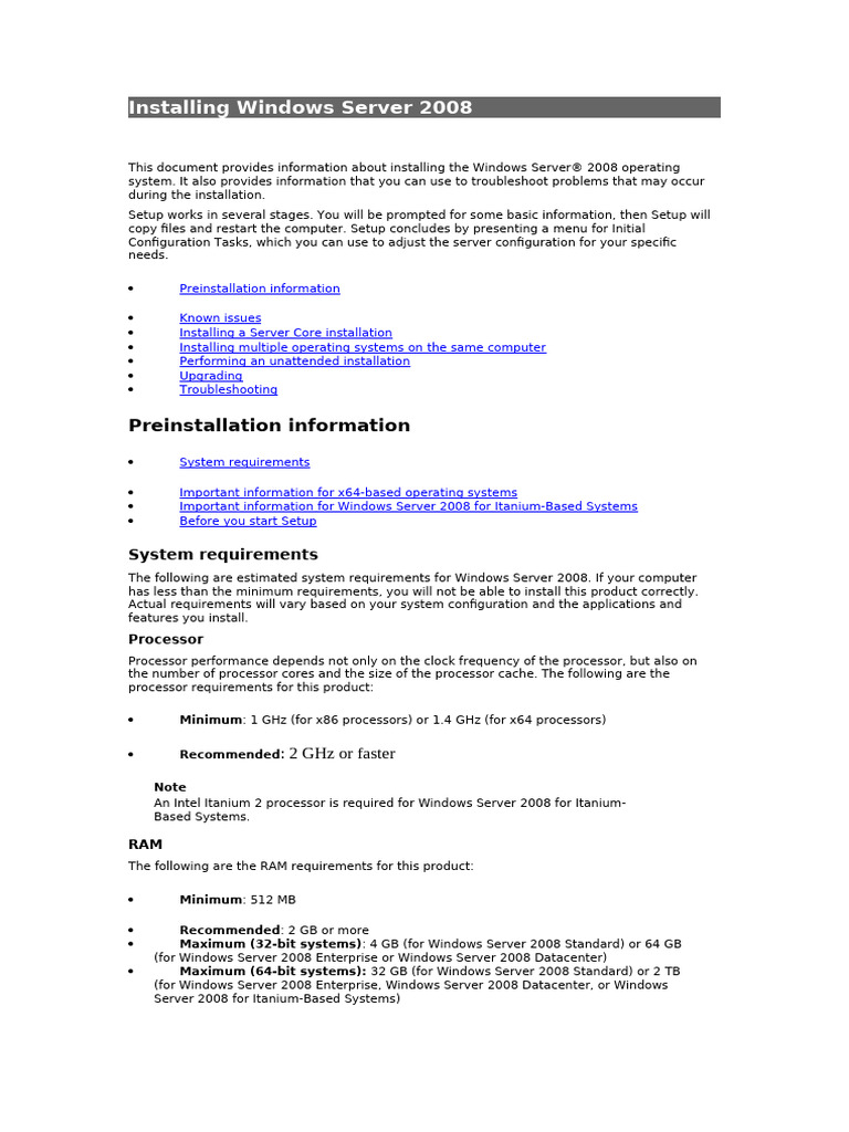 Installing Windows Server 2008 | PDF | Windows Server 2003 | Windows ...