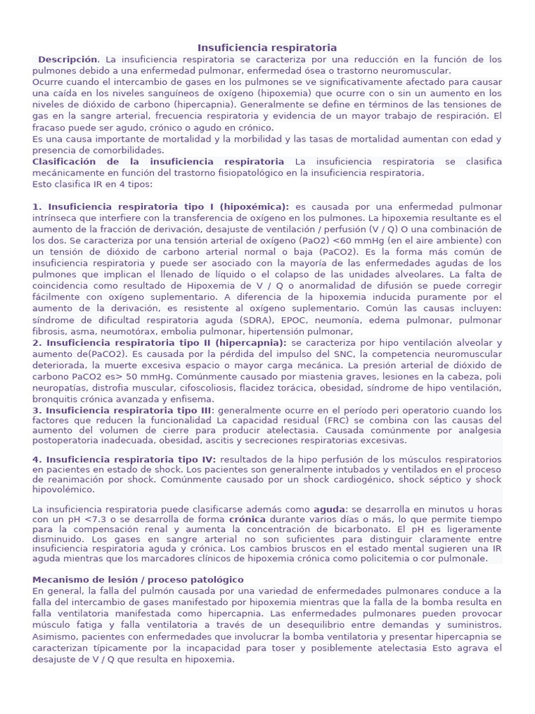 Insuficiencia Respiratoria | PDF | Choque (circulatorio) | Pulmón