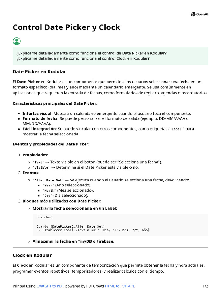 Control Date Picker y Clock | PDF | Informática | Ingeniería de software