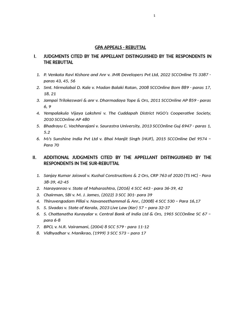 Gpa - Appeals - Rebuttal - Judgment - Paras (1) .Docx 2 | PDF ...