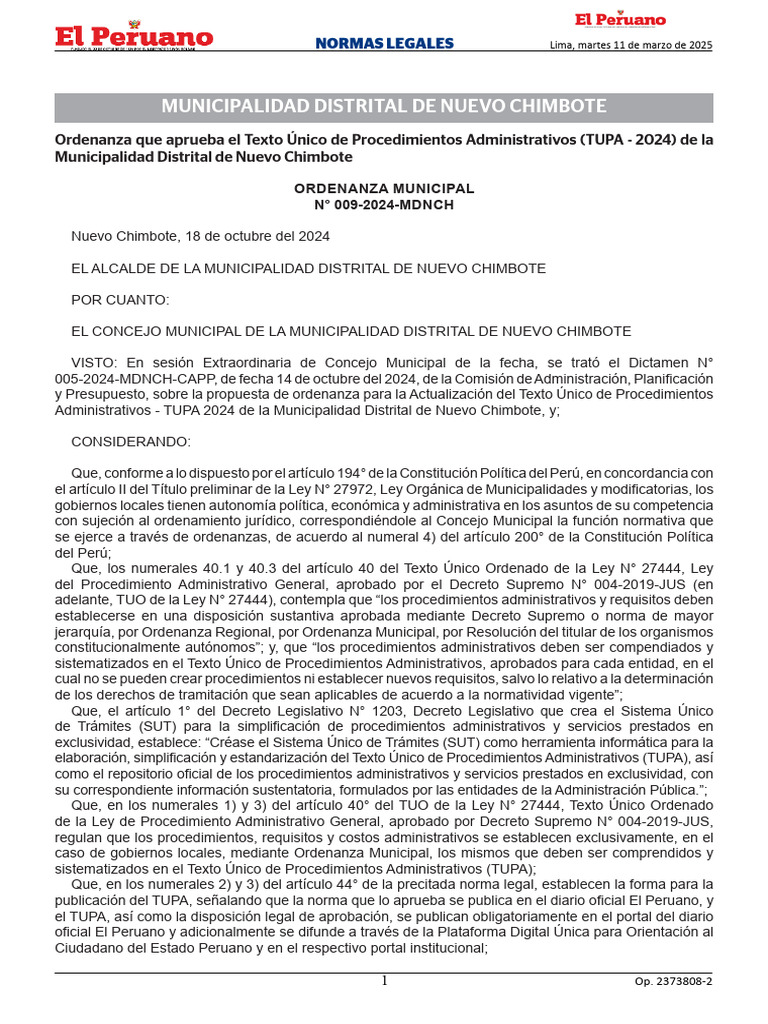 Tupa 2025 Chimbote | PDF | Gobierno local | edificio