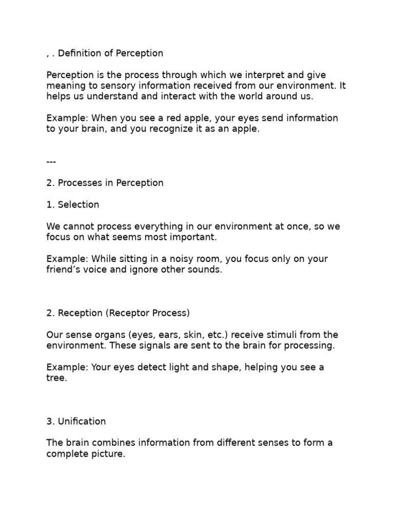 Definition of Perception | PDF
