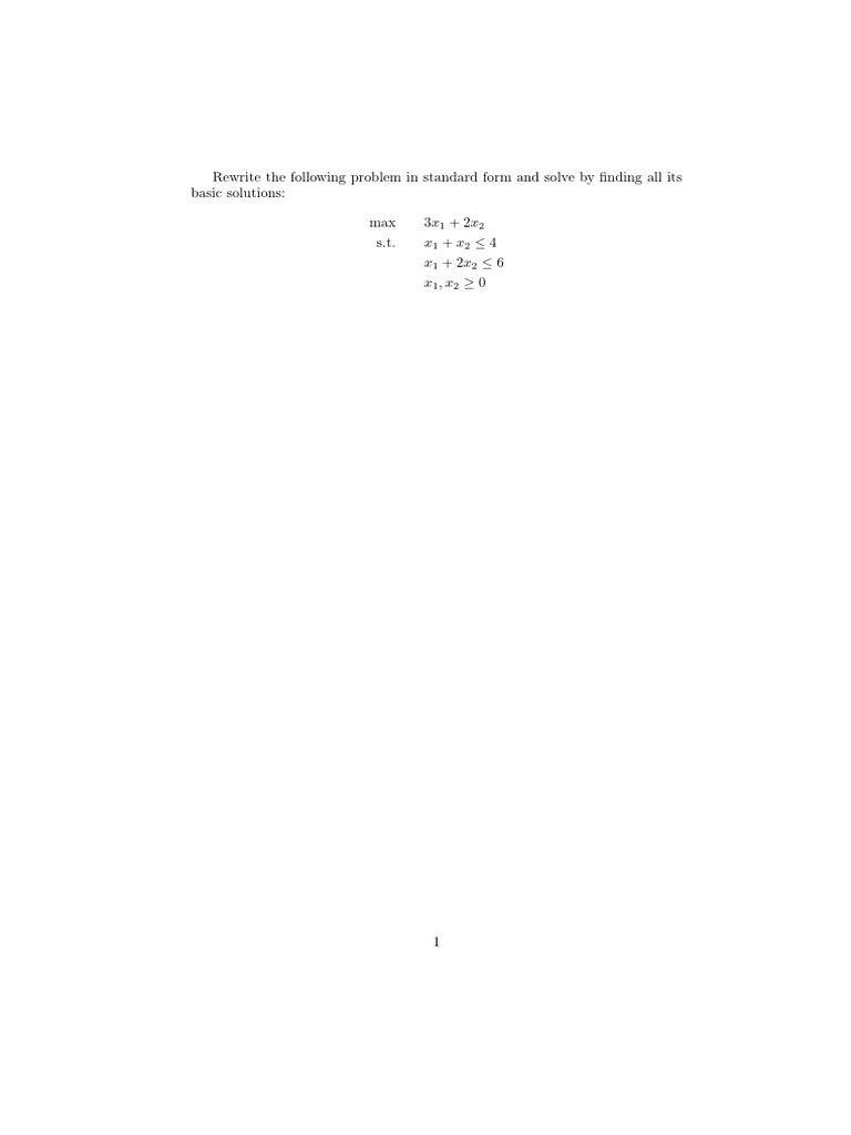 Standard Form Linear Programming Problem | PDF