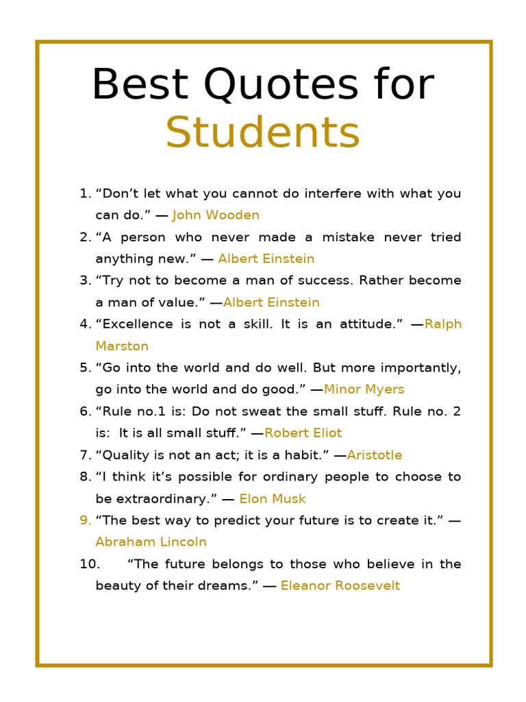 Best Quotes For Students | PDF