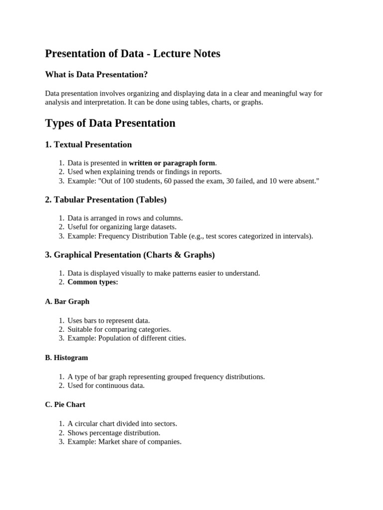 Presentation of Data - Edited | PDF