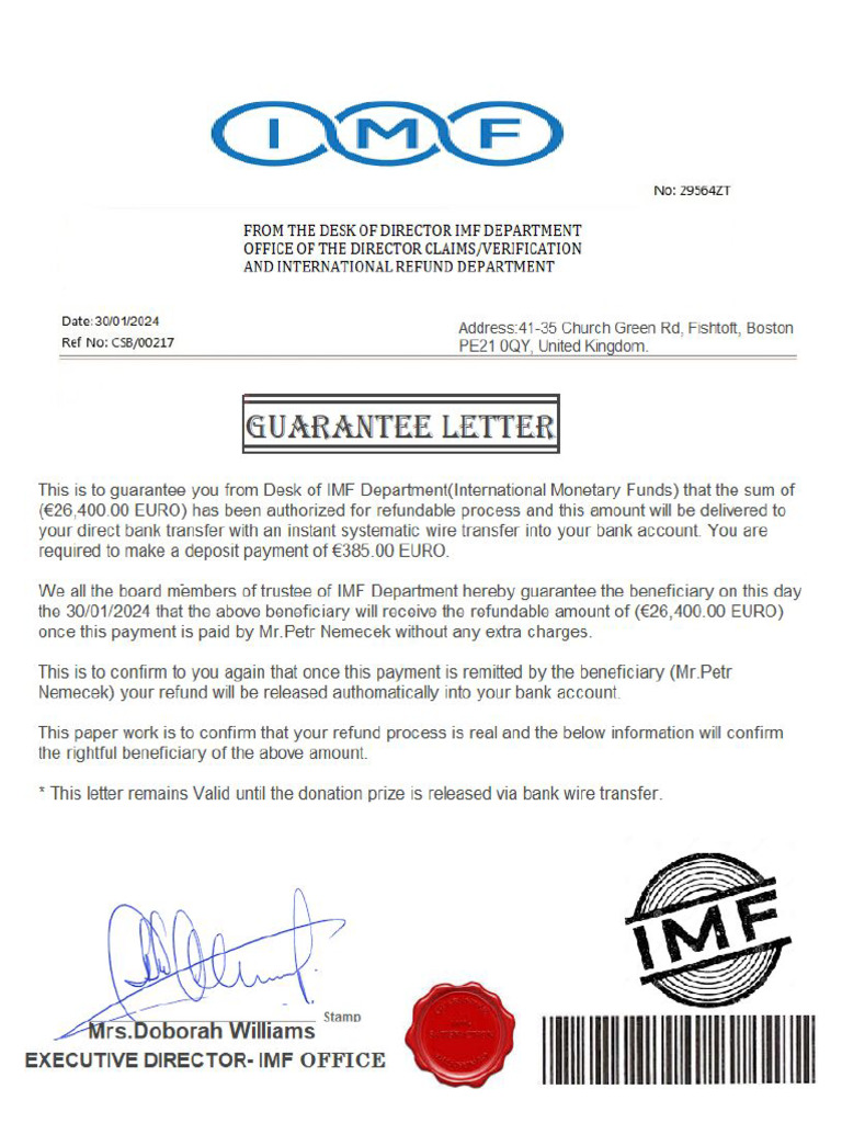 IMF Guarantee Letter (Petr) | PDF
