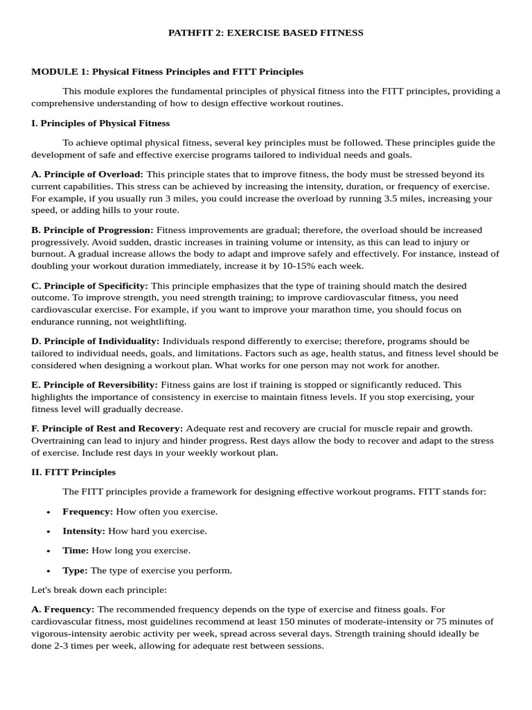 Fitness Principles and FITT Guide | PDF | High Intensity Interval ...