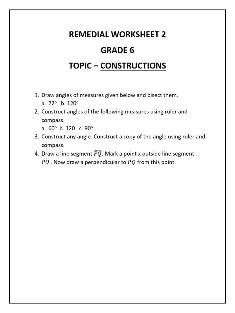 Remedial Worksheet 2 - g6 | PDF