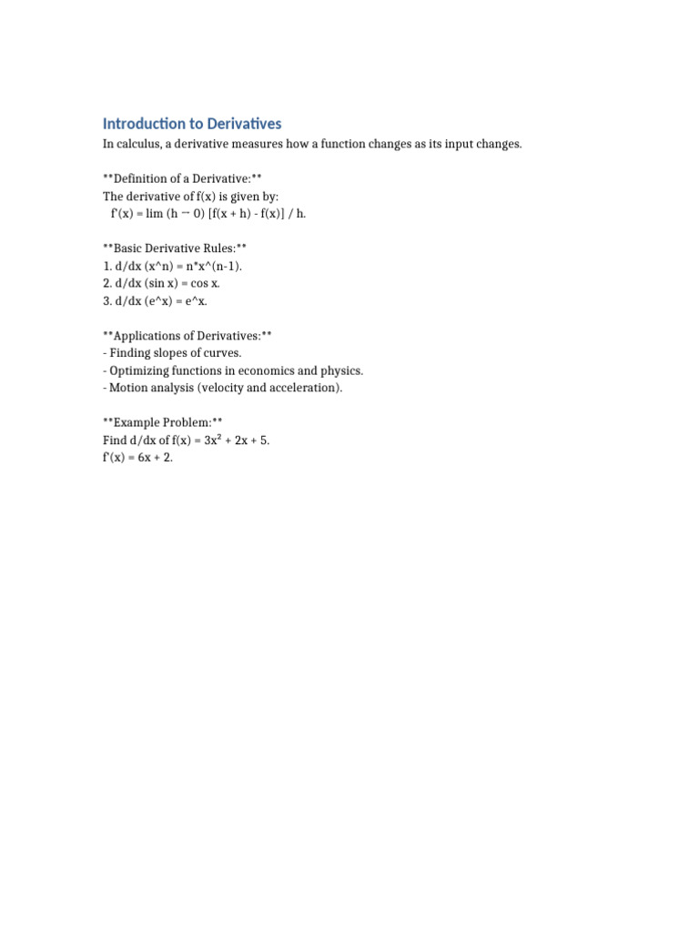Introduction to Derivatives in Calculus | PDF