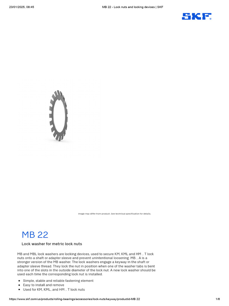SKF MB 22 Lock Washer Specifications | PDF | License | Websites