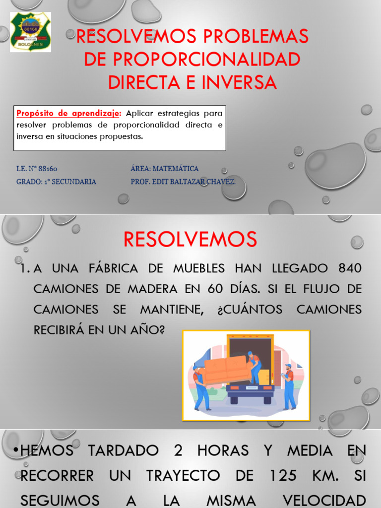 Clase #11-Problemas Sobre Prop. Directa e Inversa-1°-Unidad 3 | PDF