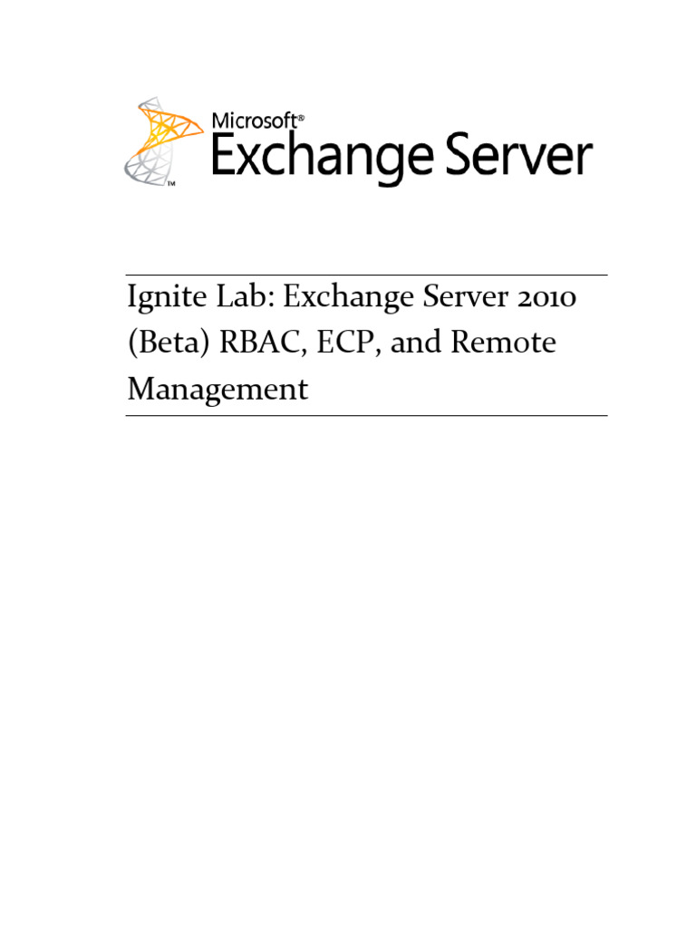 Lab - Exchange 2010 Server (Beta) RBAC, ECP and Remote Management | PDF ...