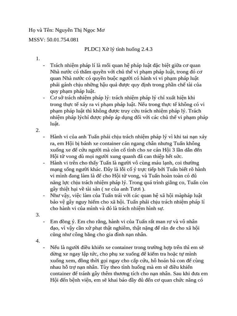[PLDC] Xử Lý Tình Huống 2.4.3 | PDF