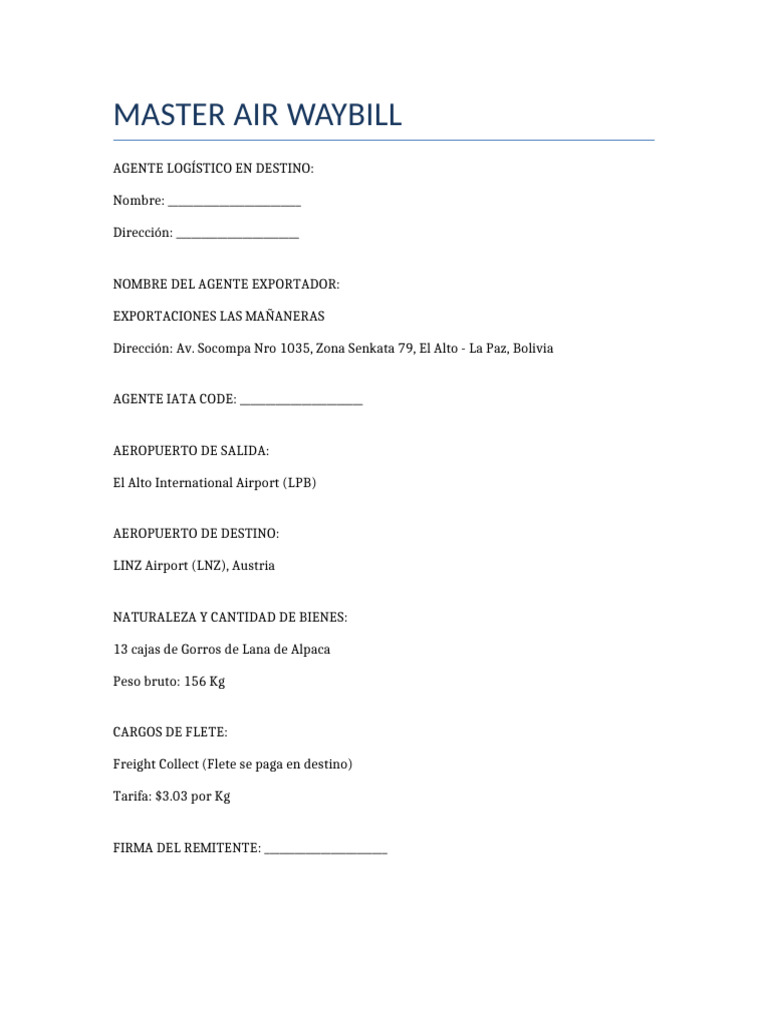 Air Waybill Template | PDF