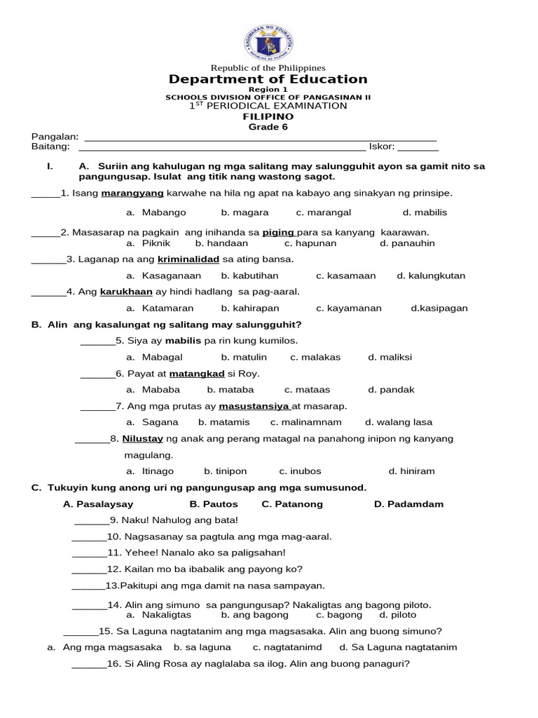 PT_FILIPINO-6_Q1-V2 | PDF