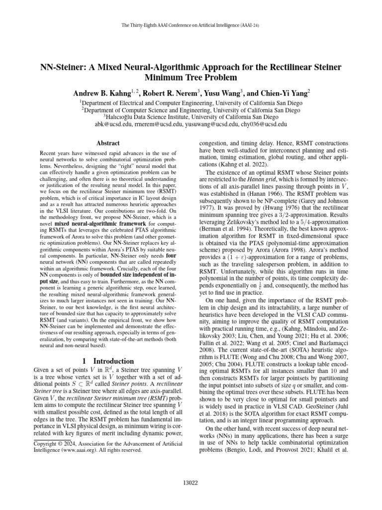 Kahng Et Al. - 2024 - NN-Steiner A Mixed Neural-Algorithmic Approach For The Rectilinear Steiner ...