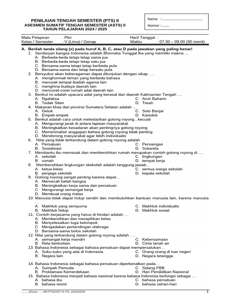 3. Template Soal PTS ASTS 2024-2025 | PDF