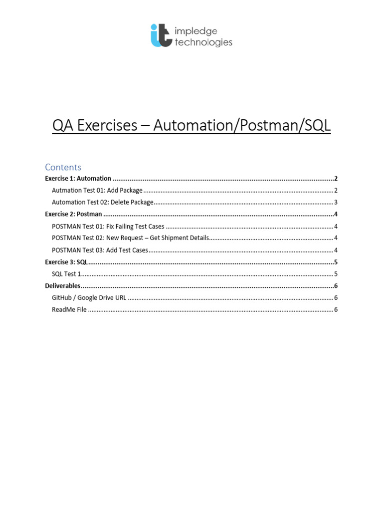 Exercise QA Automation Postman SQL | PDF | Sql | Information Technology Management