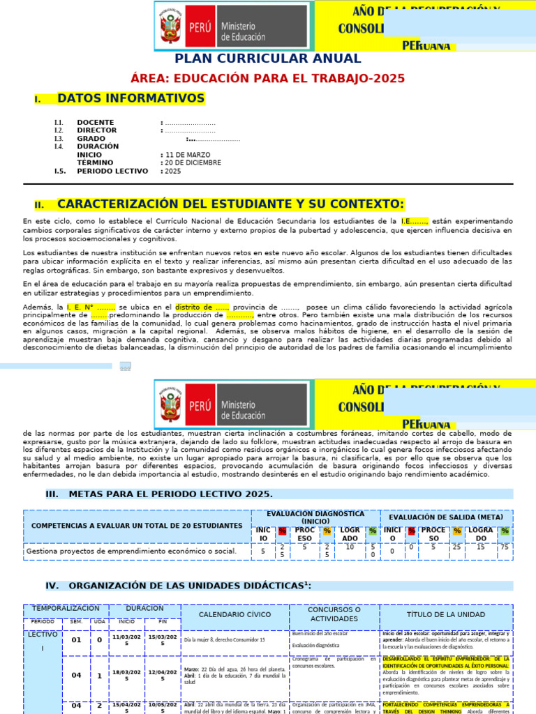 Programación Anual - Ept - 1ro-2do | PDF | Aprendizaje | Iniciativa empresarial