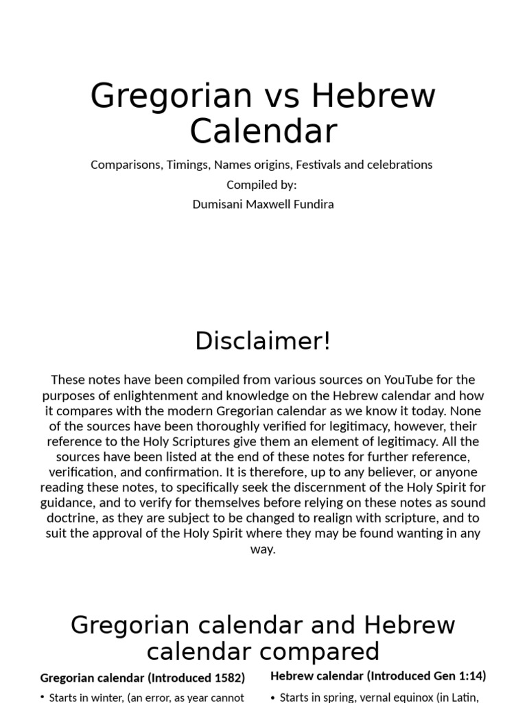 Comparing Gregorian and Hebrew Calendars | PDF | Passover | Rosh Hashanah