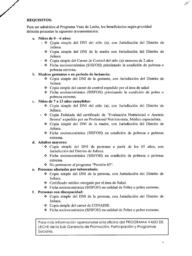 Requisitos para Empadronamiento PVL | PDF