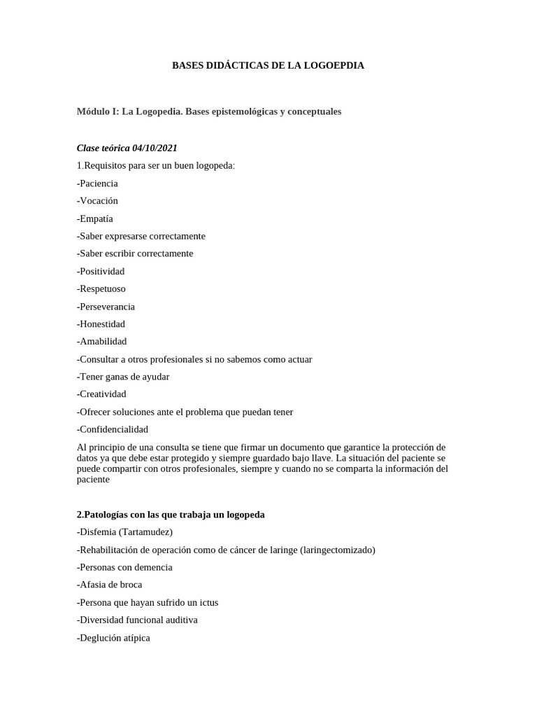 Módulo 1 Bases didácticas de la logopedia | PDF | Comunicación | Afasia