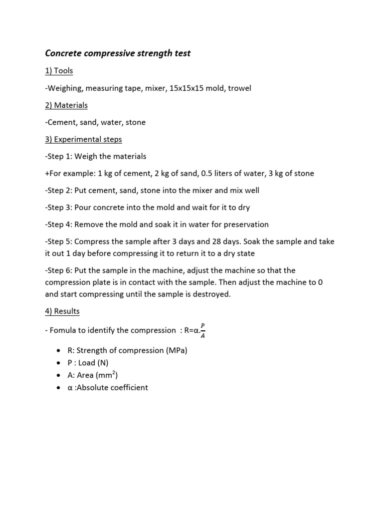 Concrete Compressive Strength Test | PDF