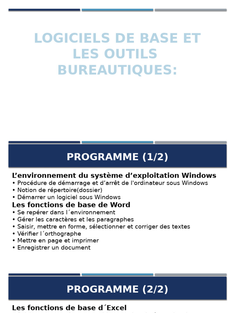 LOGICIELS BUREAUTIQUES | PDF | Microsoft Excel | Microsoft Word