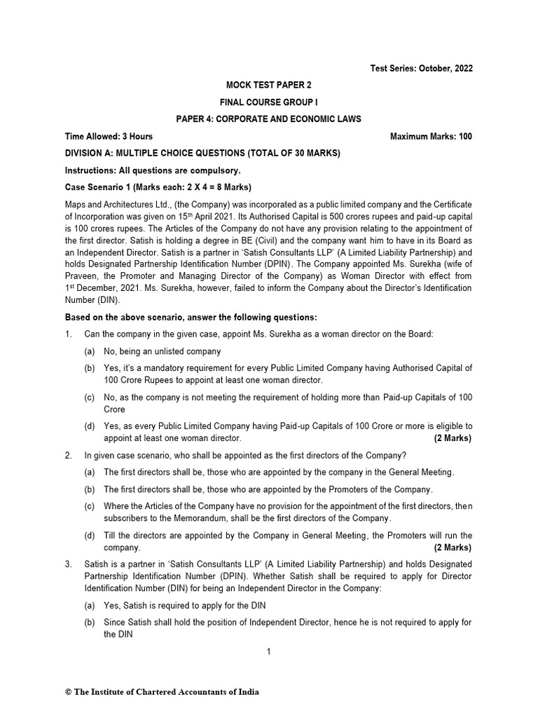 CA Final Law Q MTP 2 Nov 2022 | PDF | Limited Liability Partnership | Banks