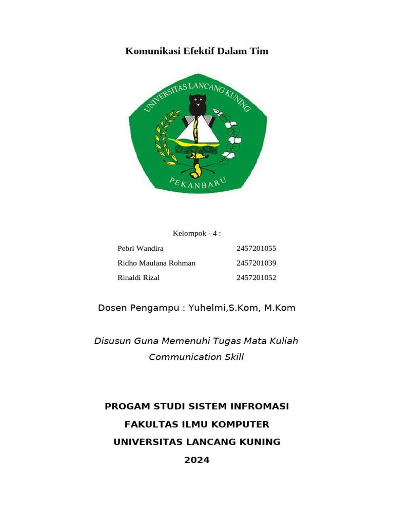 Unsur Komunikasi Efektif dalam Tim | PDF