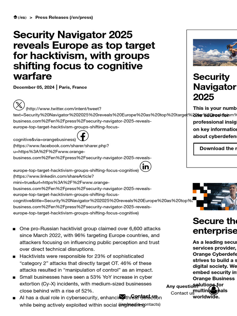 Europe: Hacktivism Threats 2025 | PDF | Computer Security | Security