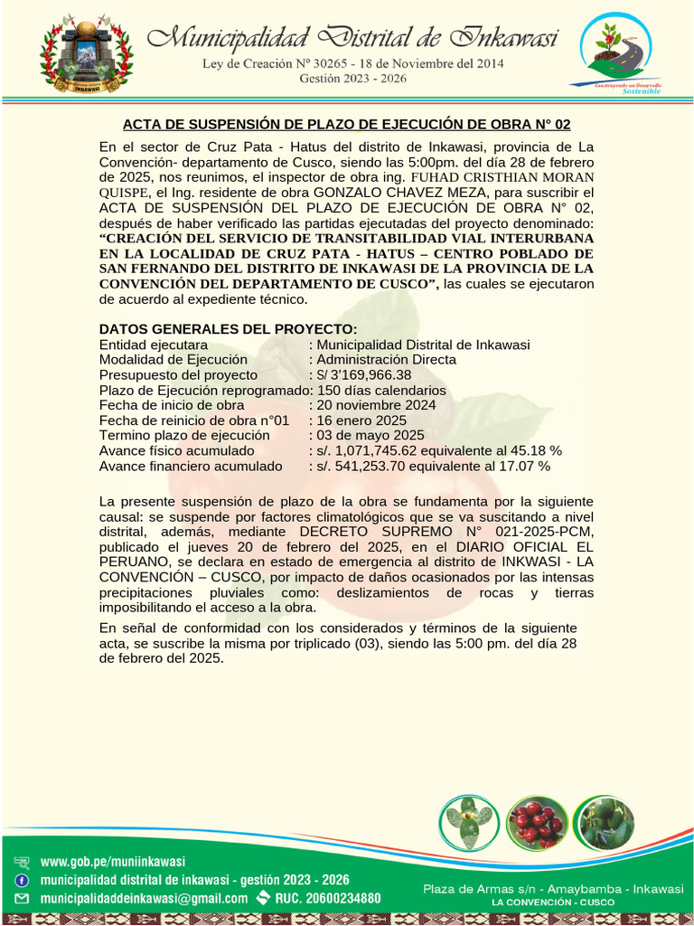 Acta de Suspensión N°02 | PDF