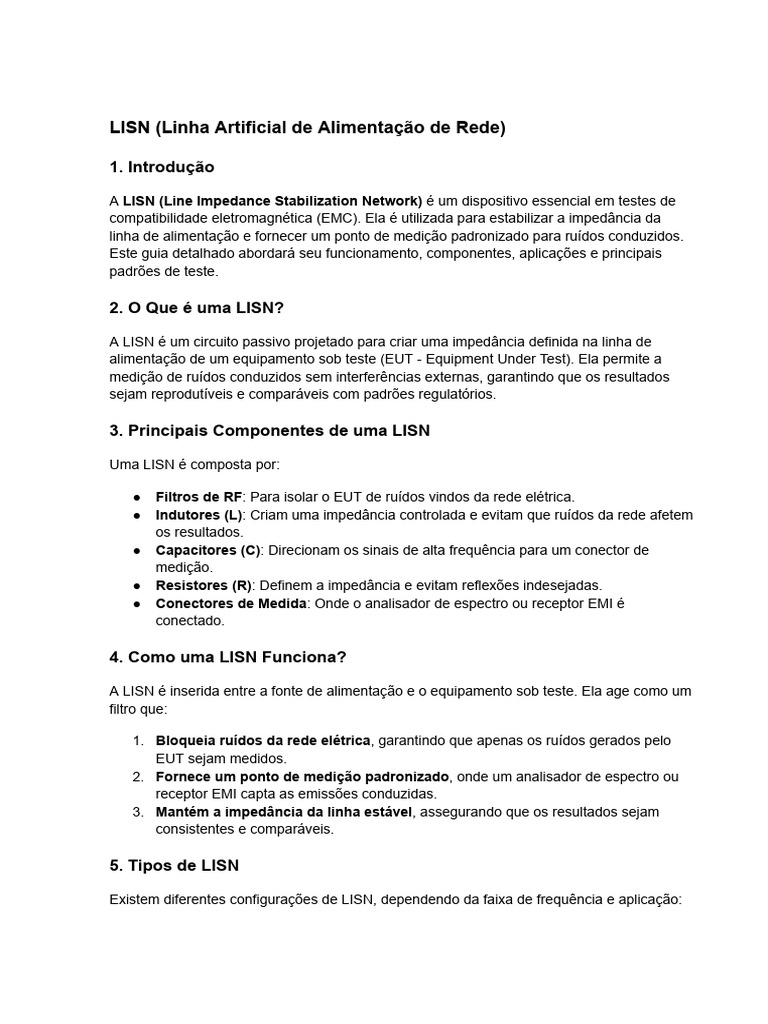 Guia Completo sobre LISN em EMC | PDF | Compatibilidade eletromagnética ...