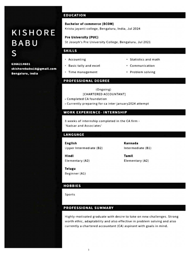Kishore Babu Resume | PDF