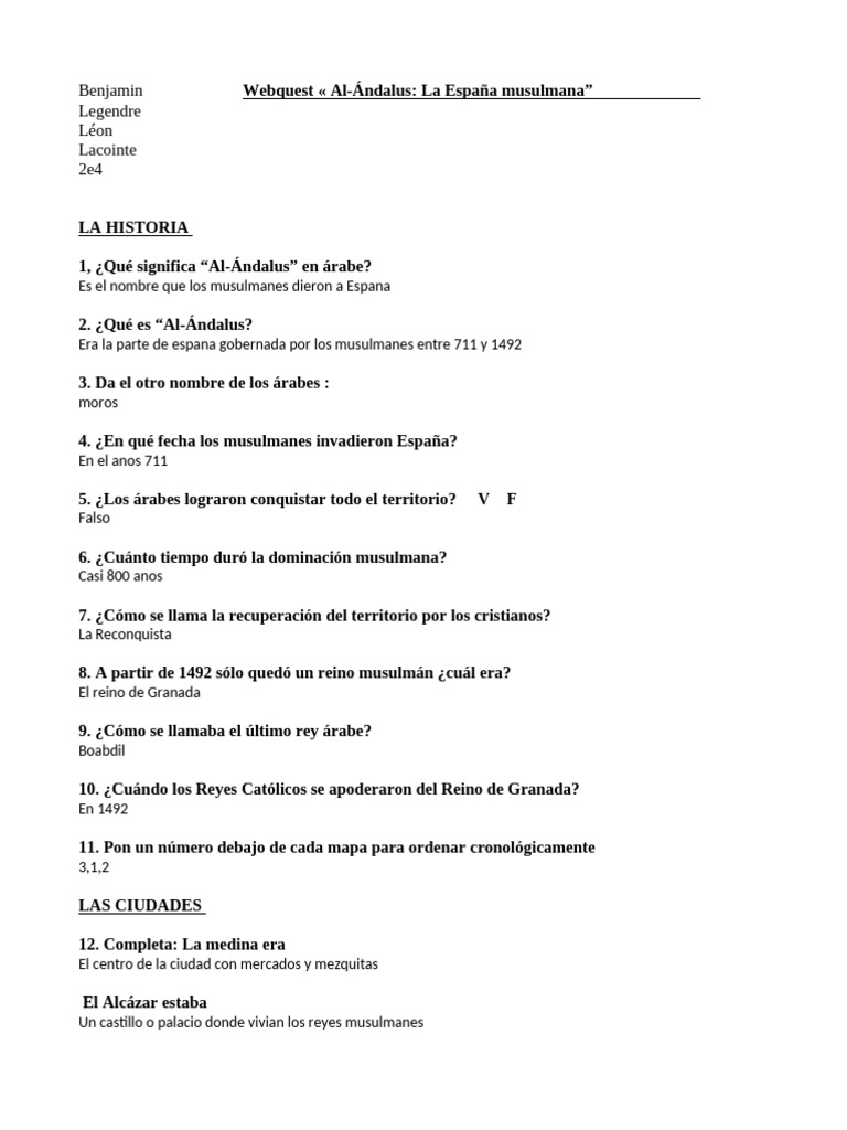 Espagnol Webquest Benjamin Léon | PDF | Al Andalus | España
