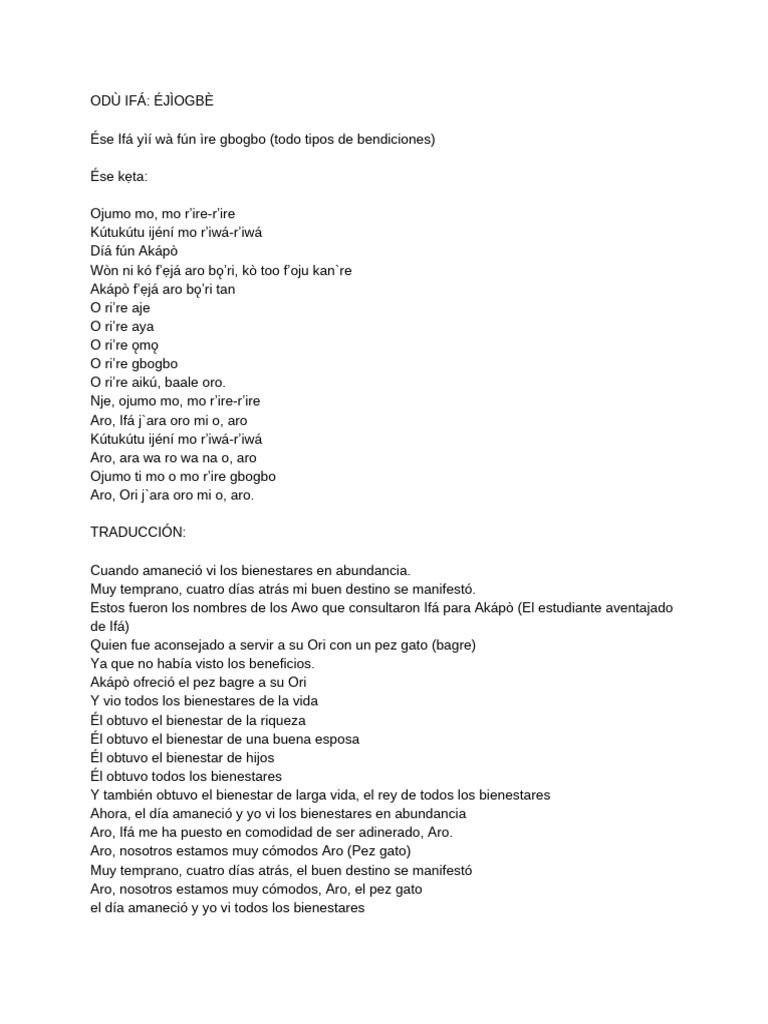 ODÙ IFÁ- ÉJÌOGBÈ | PDF