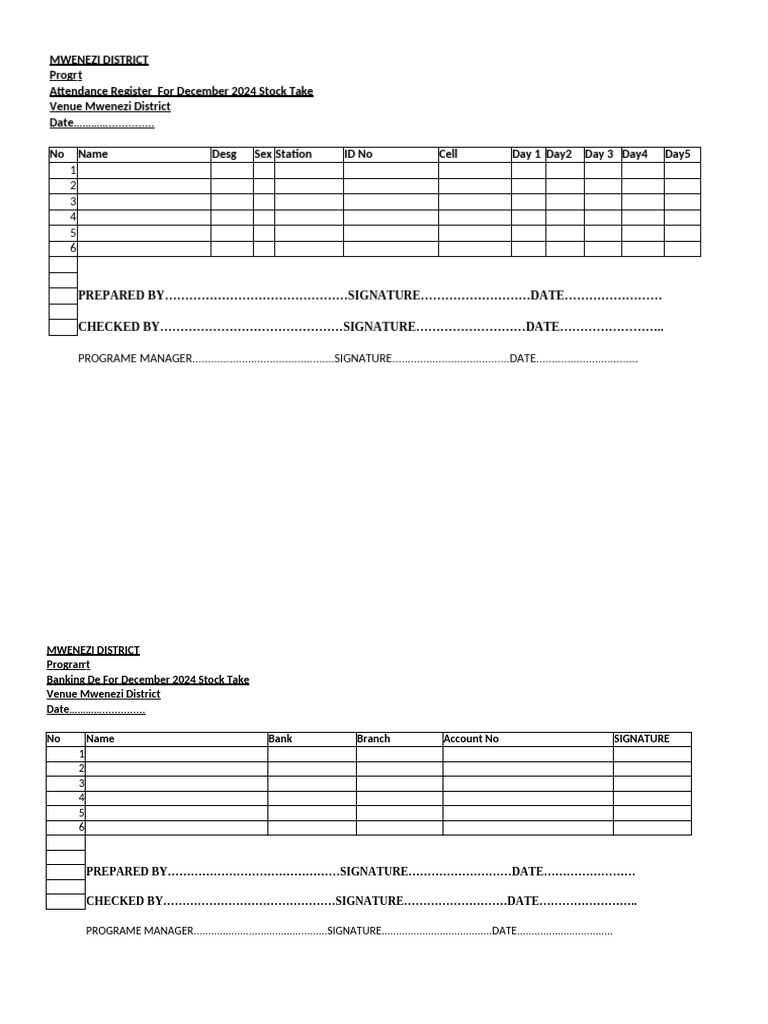 Mwenezi District December 2024 Stock Take | PDF