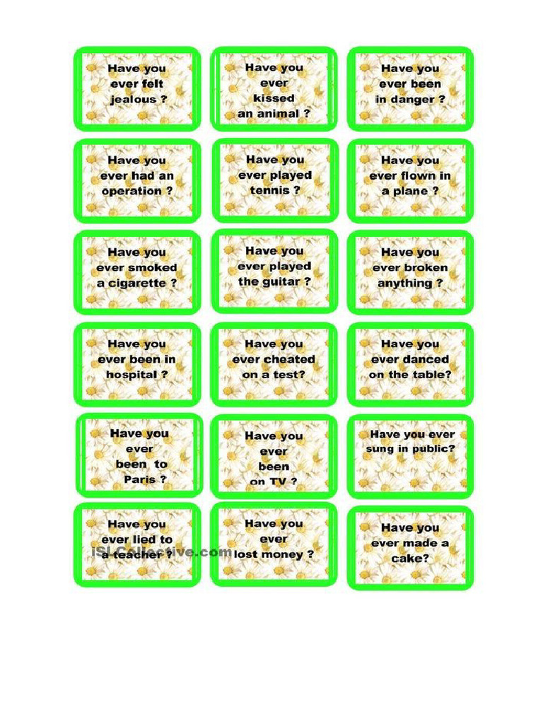 Have You Ever... Speaking Cards | PDF