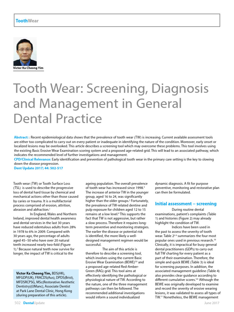 2017 CHEONG. Tooth Wear - Screening, Diagnosis and Managment in General ...