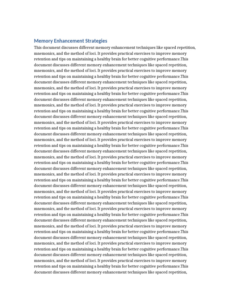 Memory Enhancement Strategies | PDF | Memory | Mnemonic