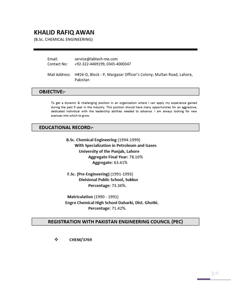 Khalid Rafiq Awan Resume | PDF