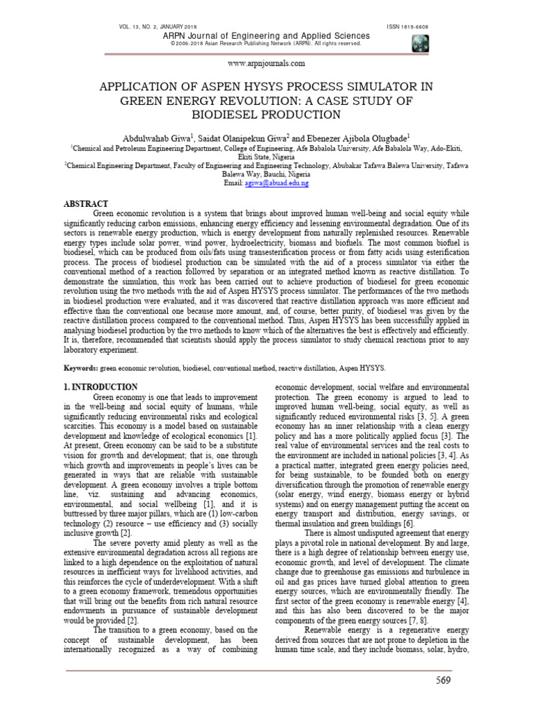 Application_of_Aspen_Hysys_Process_Simulation_Giwa_2018 | PDF ...