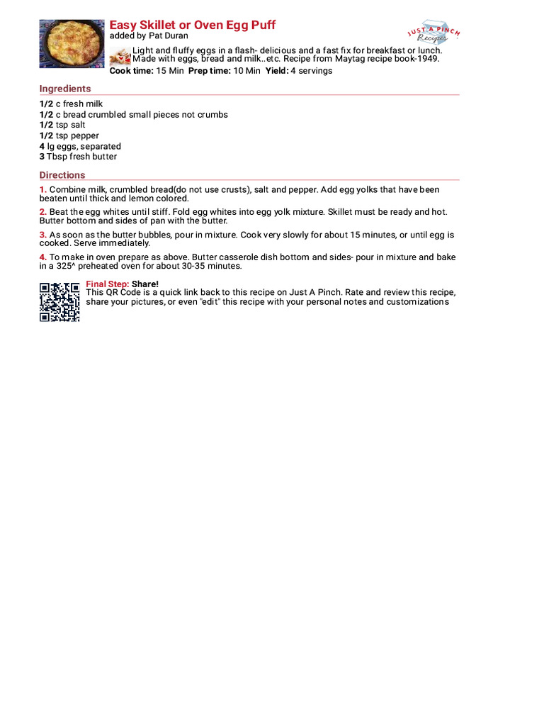 Quick Egg Puff Recipe for Breakfast | PDF