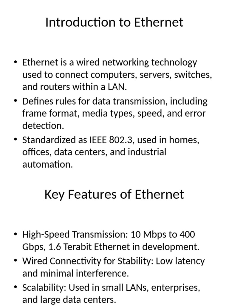 Ethernet Presentation | PDF | Ethernet | Computer Network