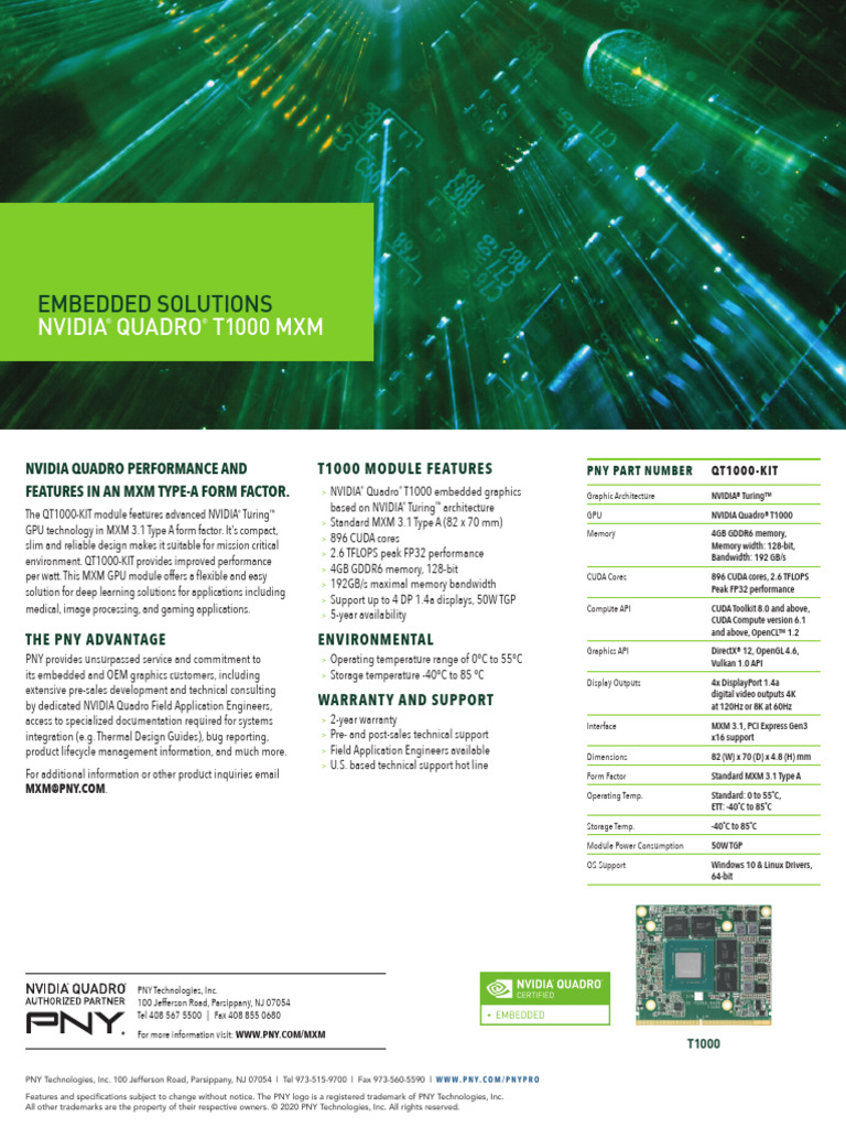 Pny Nvidia Quadro t1000 Embedded | PDF | Graphics Processing Unit | Computing