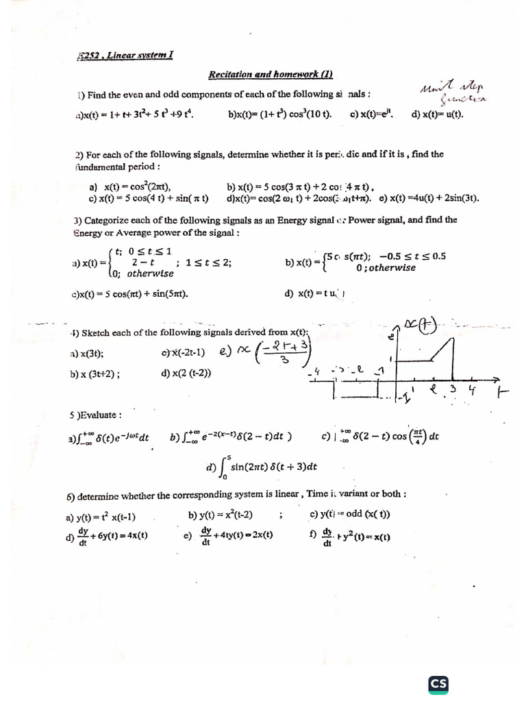 Signals and Systems Problem Set 1 | PDF