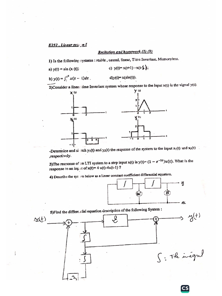Signals and Systems problem set 2 | PDF