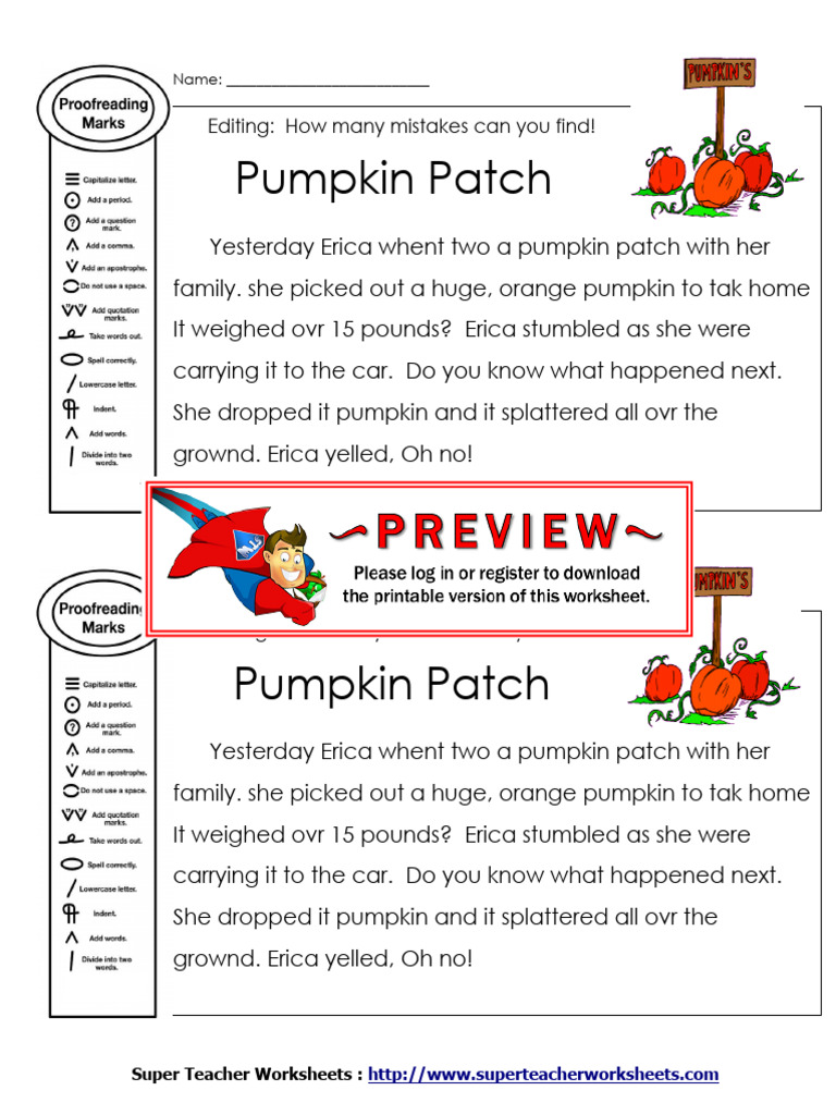 Proofreading Editing Pumpkin Patch | PDF